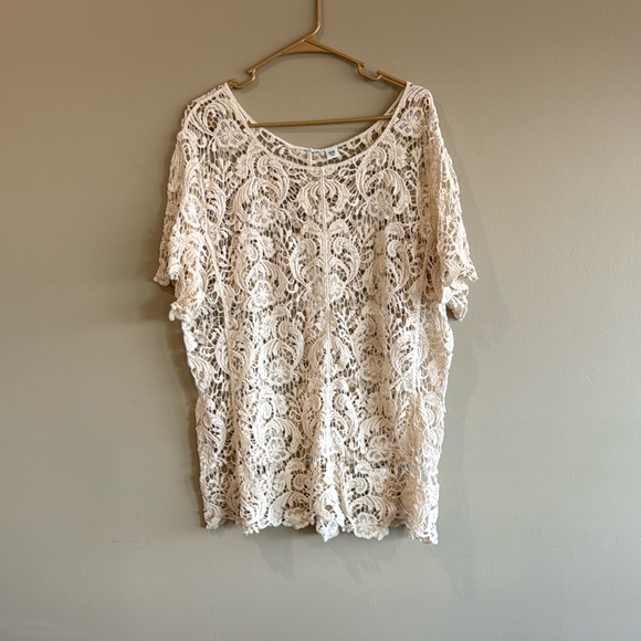 Cato | Tops | Cato Offwhite Open Knit Lace Top | Poshmark